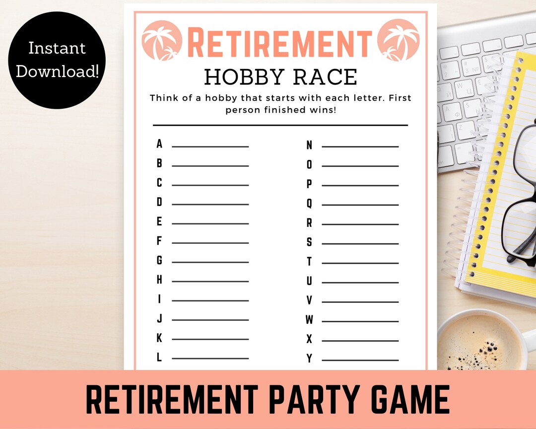 Retirement Hobby Race, Retirement Game, Retirement Party Games, Retire ...