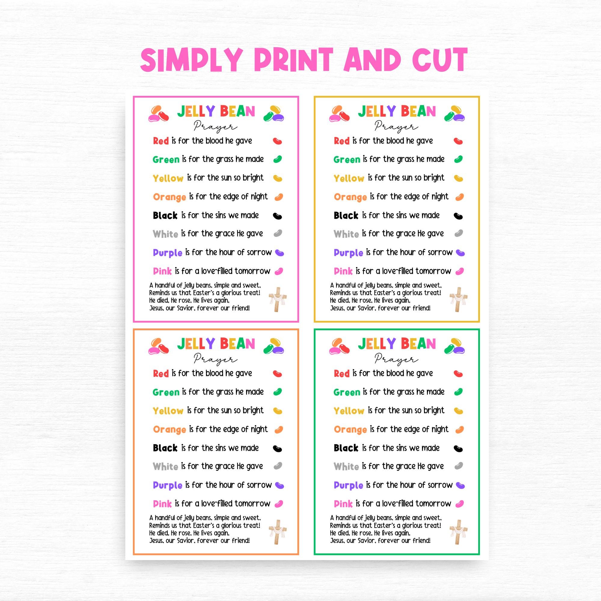 Jelly Bean Prayer Tag, Easter Jelly Bean Poem, Church Easter Favors ...