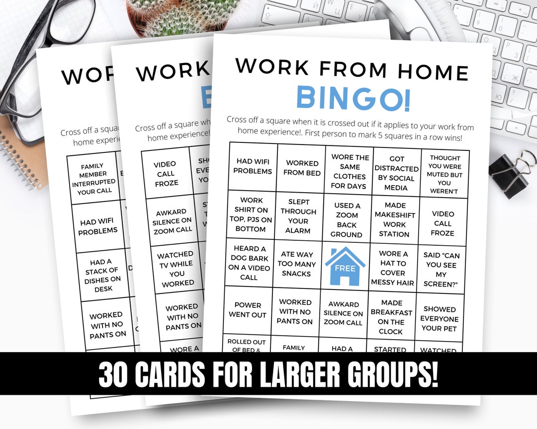 Work From Home Bingo, Virtual Office Games, Office Party Game, Zoom ...