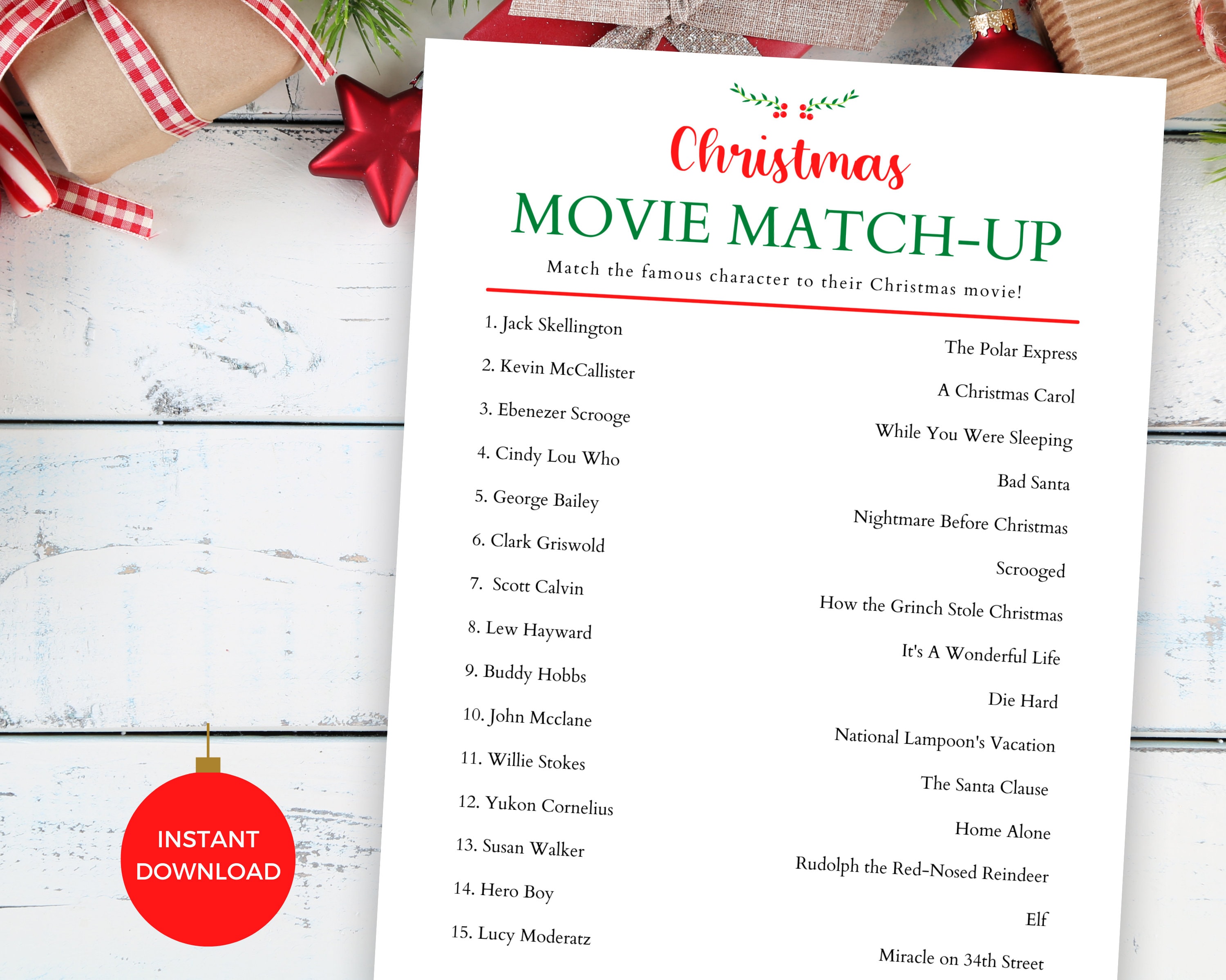 Christmas Movie Trivia, Printable Christmas Game, Christmas Party Game ...