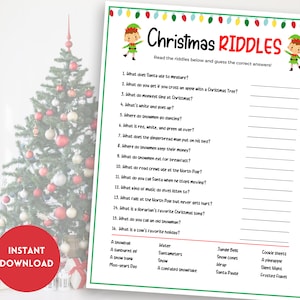 Christmas Riddles, Fun Christmas Game, Christmas Party Game, Christmas ...
