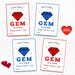 You Are A Gem Valentine Cards, Valentine Classroom Card Exchange ...
