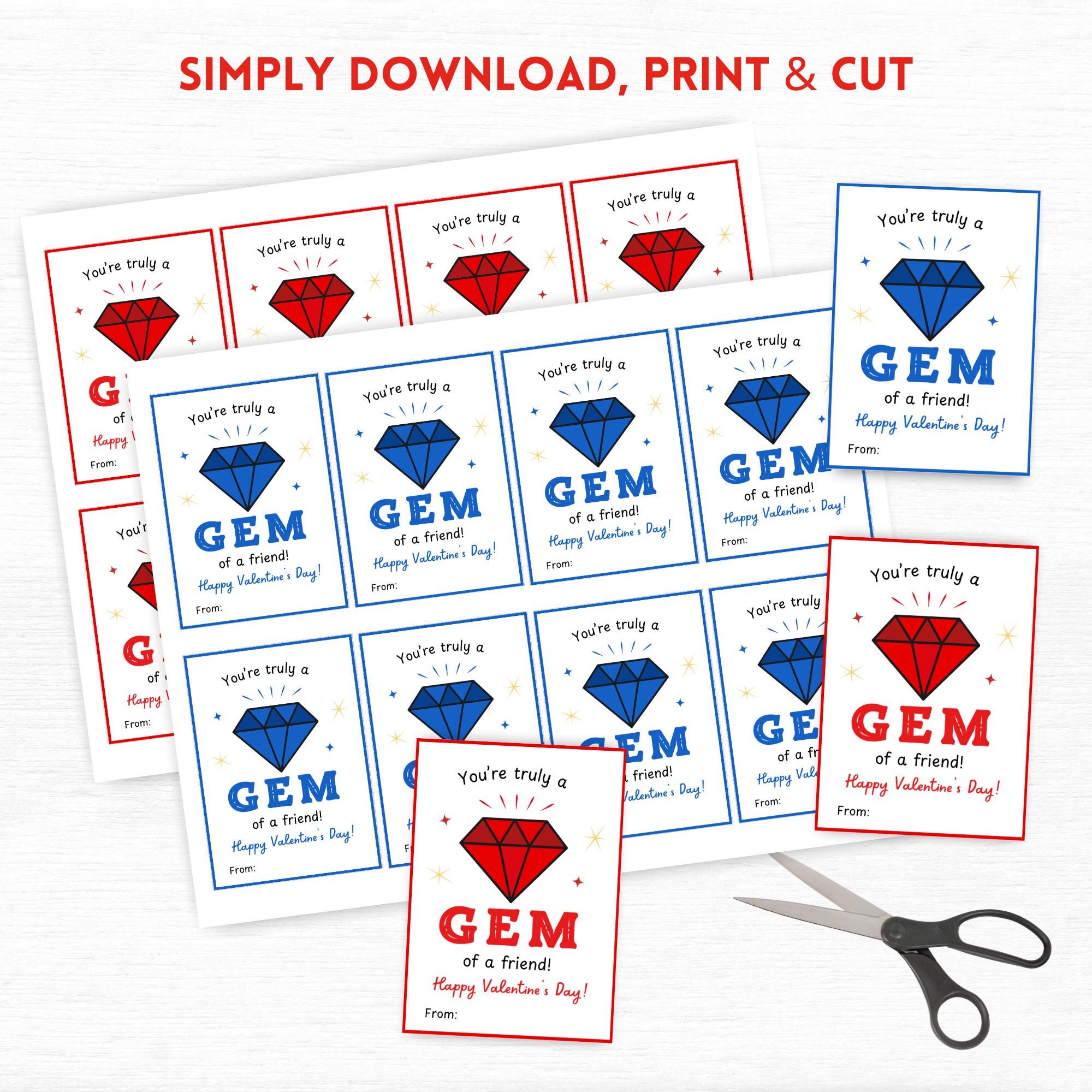 You Are A Gem Valentine Cards, Valentine Classroom Card Exchange ...