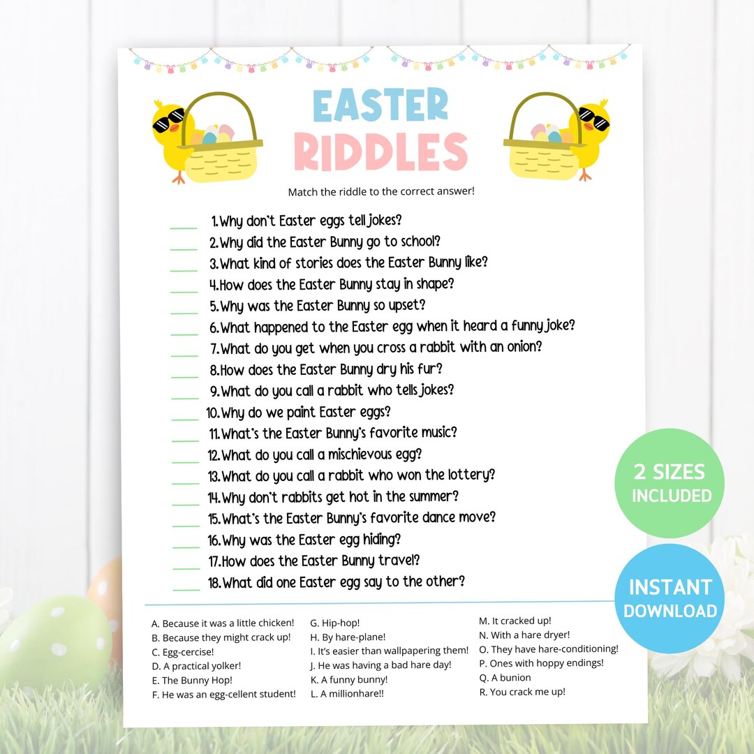 Easter Riddles Game, Easter Jokes, Fun Easter Game for Kids, Easter ...
