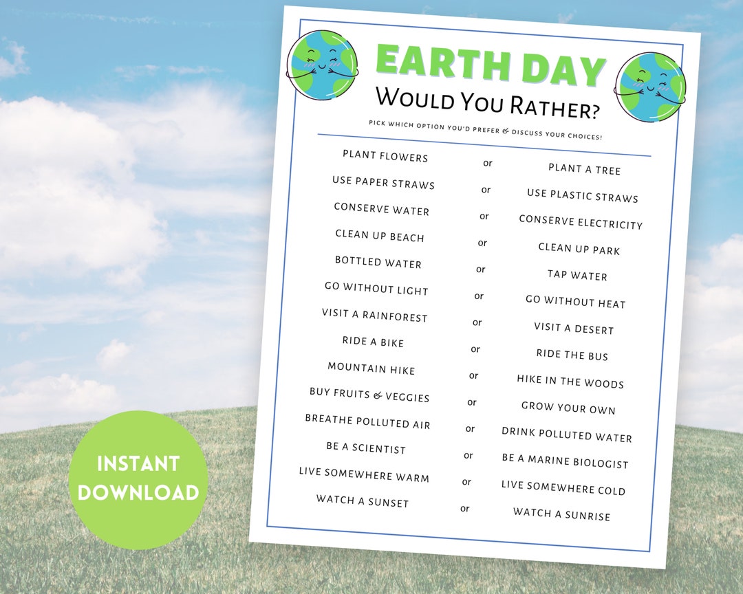 Earth Day Would You Rather Earth Day Games Earth Day - Etsy
