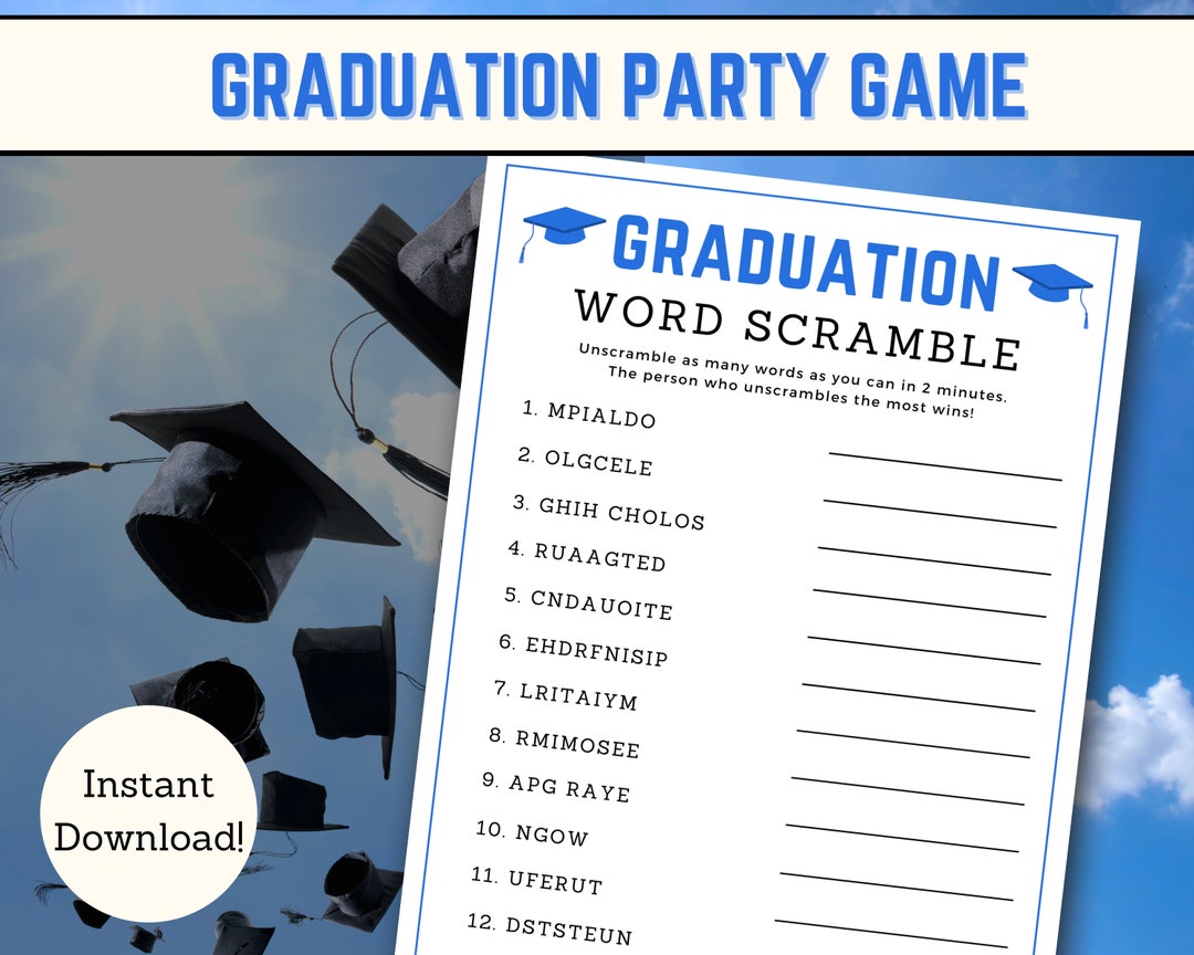 Graduation Word Scramble Game, Graduation Party Game, Graduation Game ...