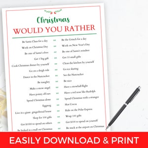 Christmas Would You Rather Game, Christmas Game Printable, Holiday ...