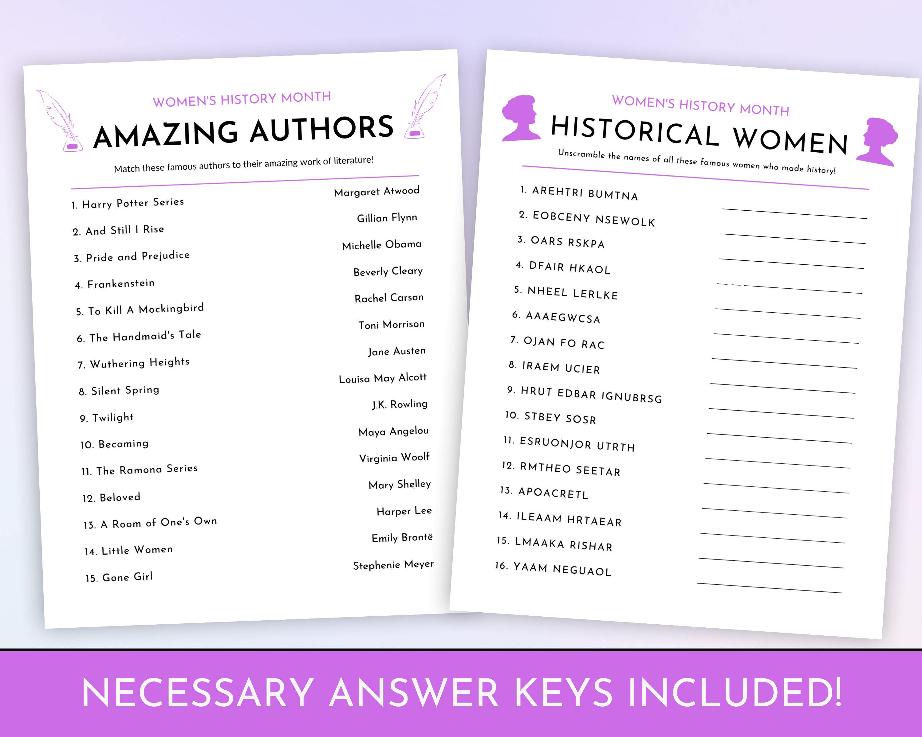 Women's History Month Games, International Women's Day Games, Women's ...