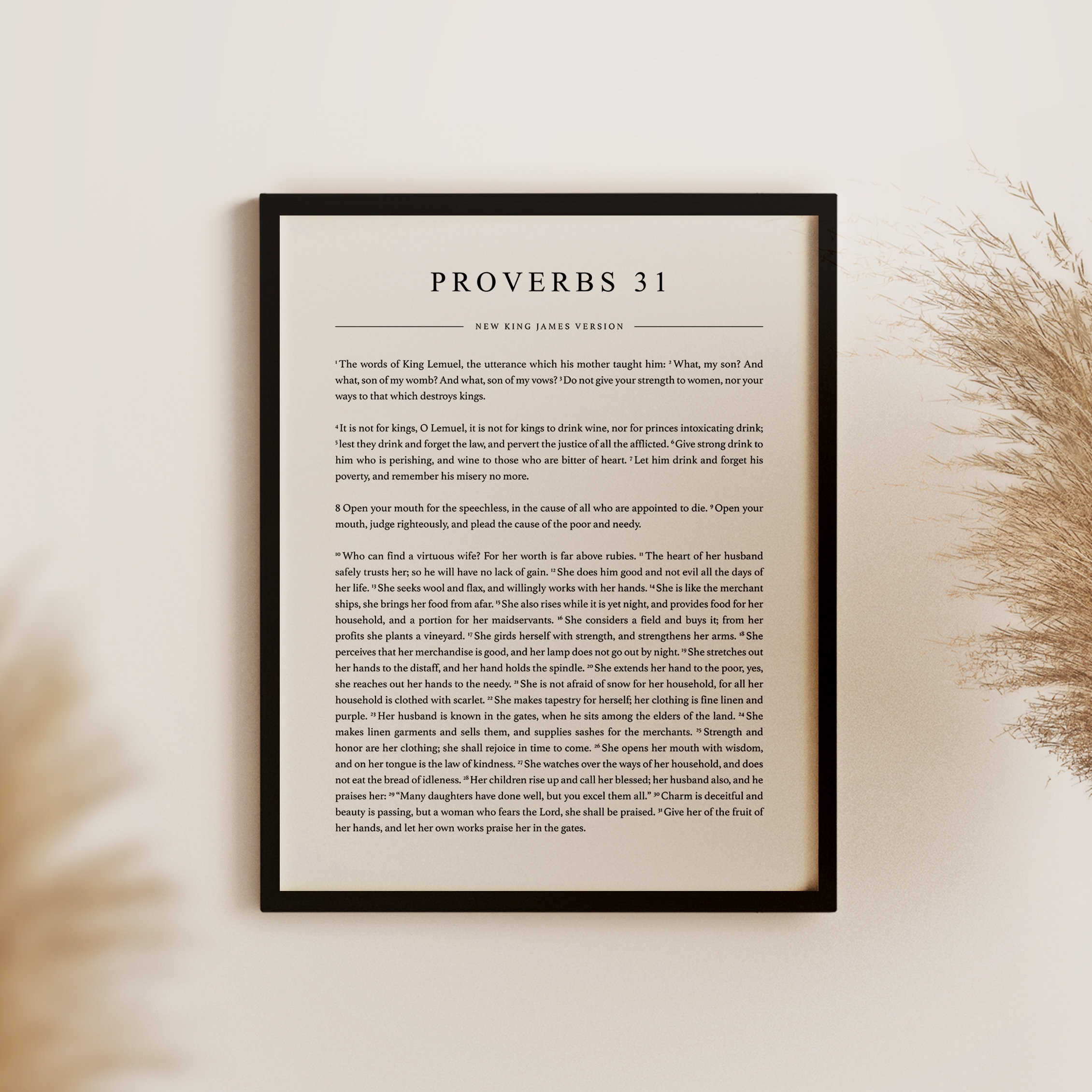 Vintage-style Bible Page Poster Entire Chapter of Proverbs 31 NKJV ...