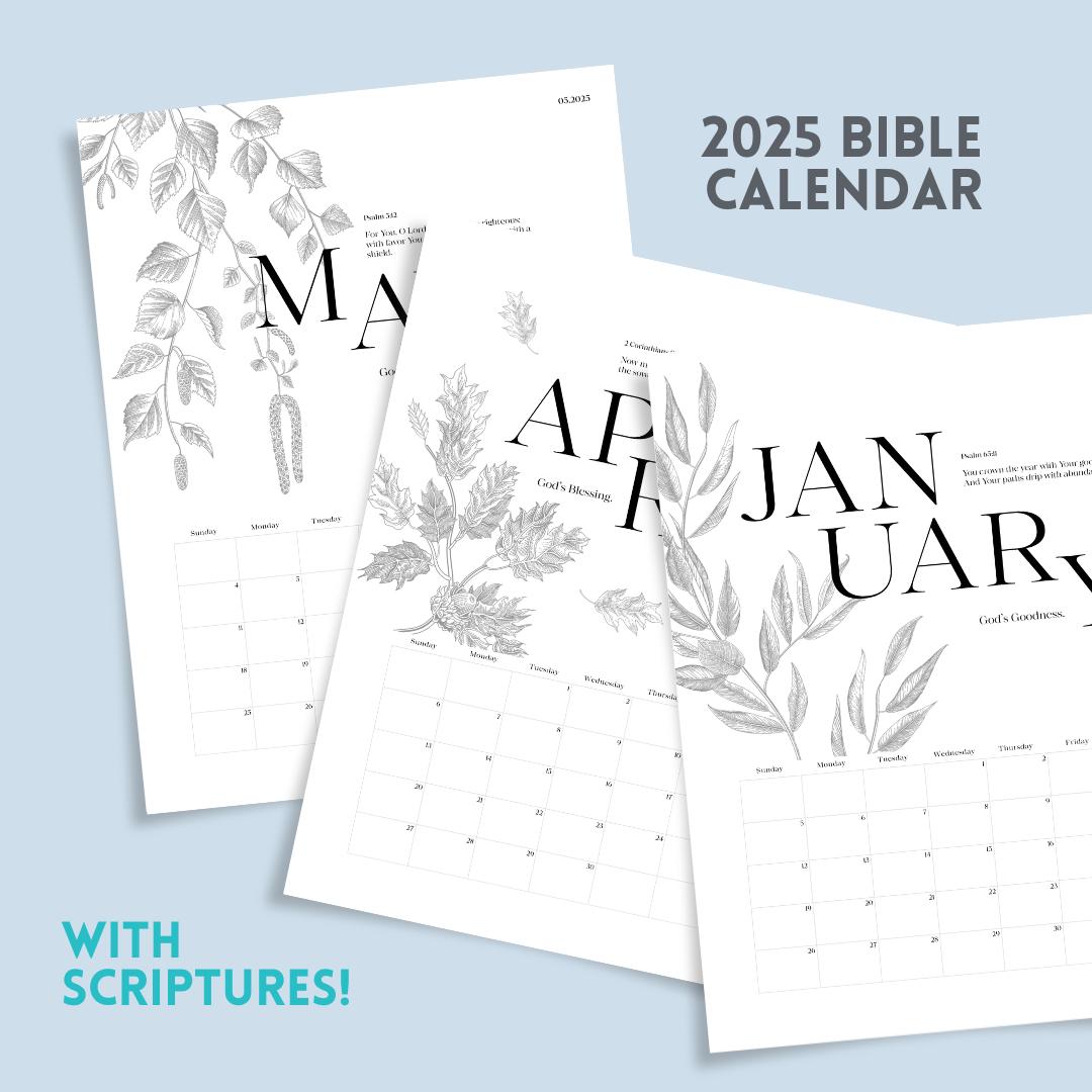 2025 Bible Verse Calendar PDF | A4 and US Letter | Different Scriptures ...