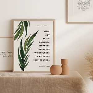 Fruit of the Spirit Poster - Watercolor Palm Branches, Ideal Gift for ...