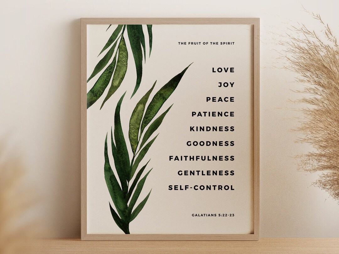 Fruit of the Spirit Poster - Watercolor Palm Branches, Ideal Gift for ...