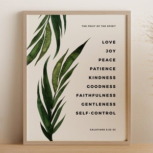 Fruit of the Spirit Poster - Watercolor Palm Branches, Ideal Gift for ...