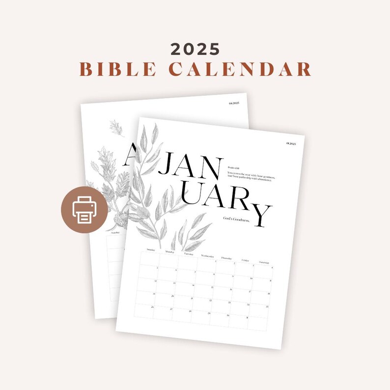2025 Bible Verse Calendar PDF | A4 and US Letter | Different Scriptures ...