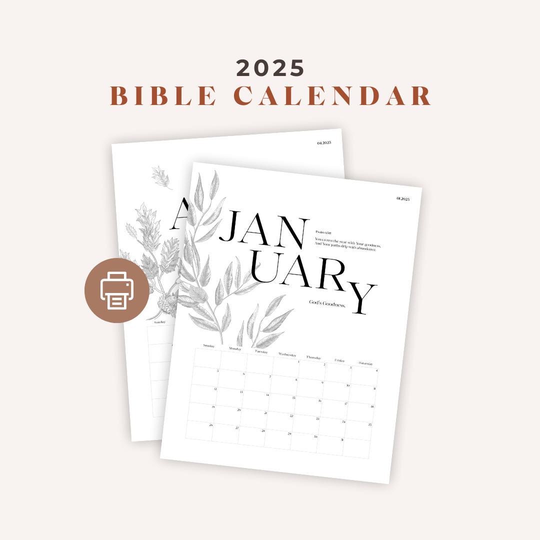 2025 Bible Verse Calendar PDF | A4 and US Letter | Different Scriptures ...
