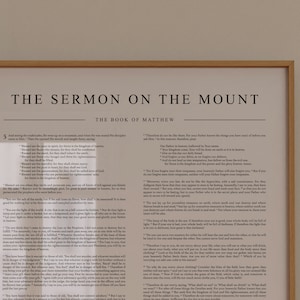 Bible Page Poster - Sermon on the Mount, Matthew 5, 6, 7 (KJV ...