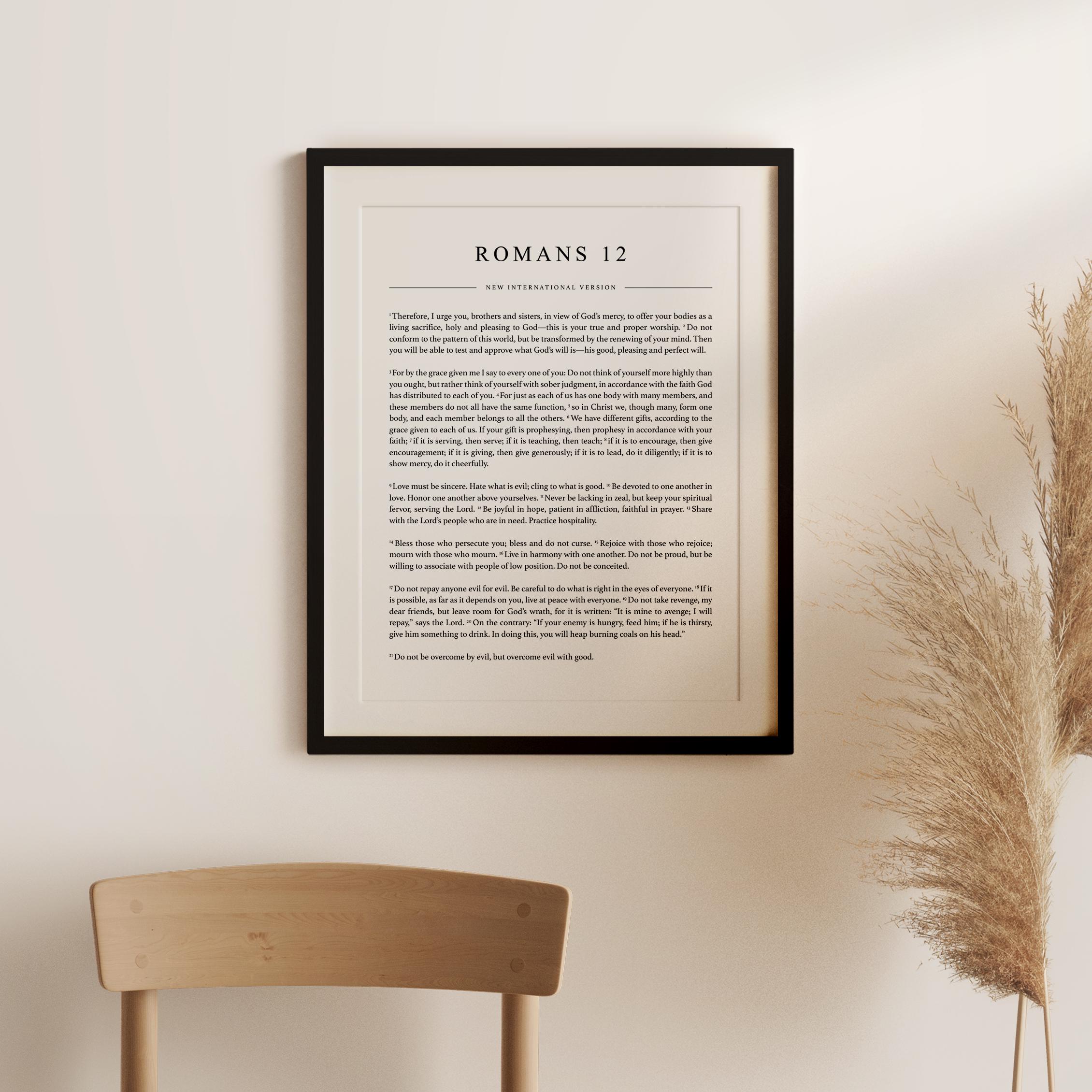 Bible Page Poster - Entire Chapter of Romans 12 (NIV) Christian Bible ...