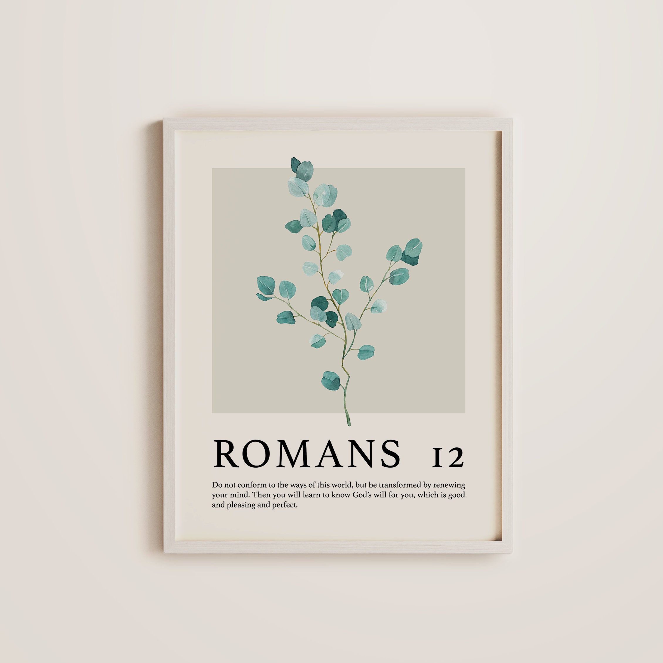 Renewing Your Mind, Christian Print With Eucalyptus Leaf, Romans 12:2 ...