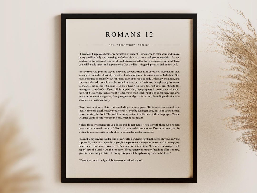 Bible Page Poster - Entire Chapter of Romans 12 (NIV) Christian Bible ...
