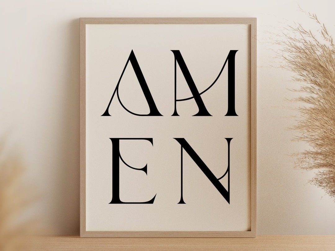 Cartel religioso minimalista 'AMEN' Arte mural cristiano en blanco y ...