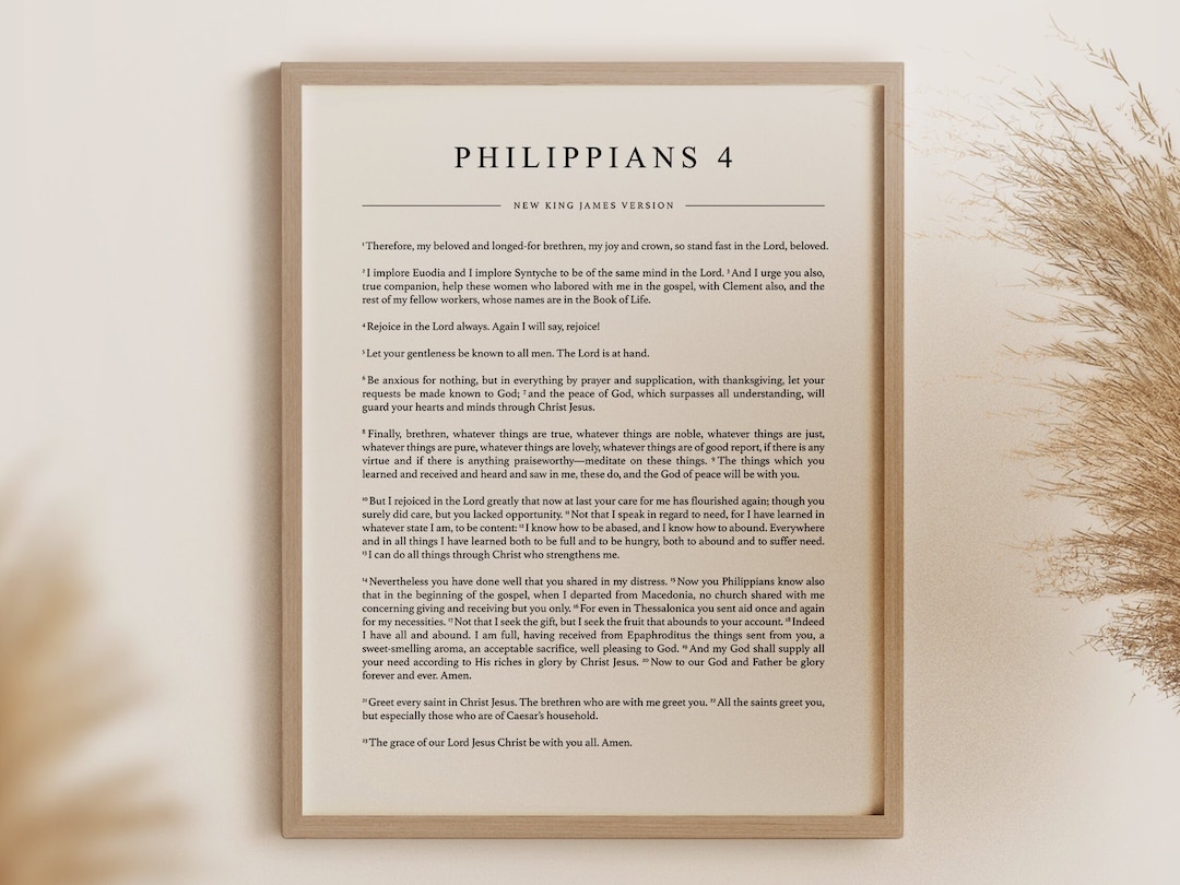 Bible Page Poster - Entire Chapter of Philippians 4 (NKJV) Christian Bible Passage Art (digital ...