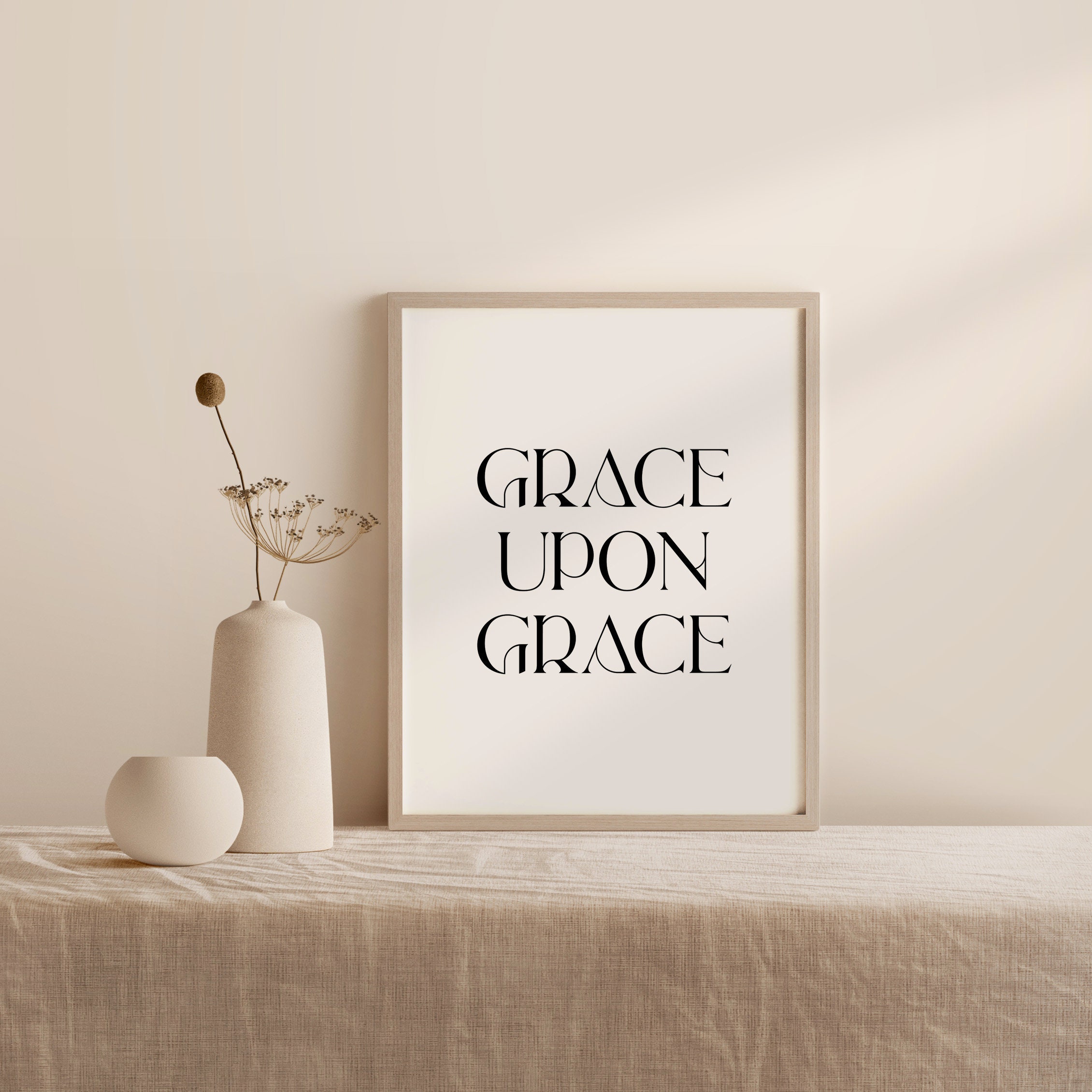 Vintage 'grace Upon Grace' Bible Poster Minimal Christian Home Decor ...