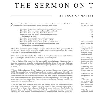 Bible Page Poster - Sermon on the Mount, Matthew 5, 6, 7 (KJV ...