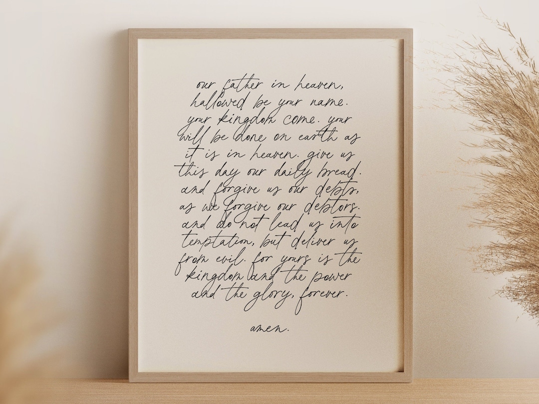 The Lord's Prayer Calligraphy Poster - Elegant Christian Gallery Wall ...