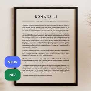 Bible Page Poster - Entire Chapter of Romans 12 (NIV) Christian Bible ...