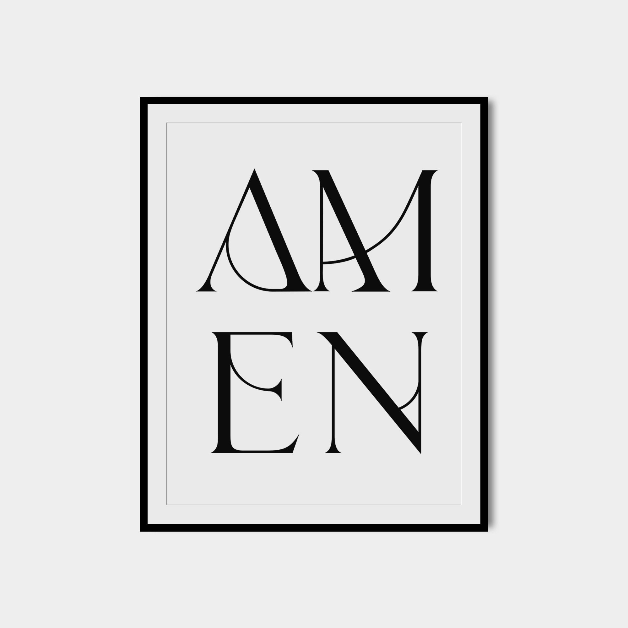 Minimalist Religious 'AMEN' Poster Black & White Christian Wall Art ...