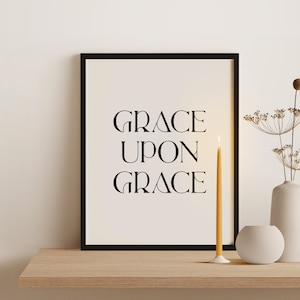 Vintage 'grace Upon Grace' Bible Poster - Minimal Christian Home Decor ...