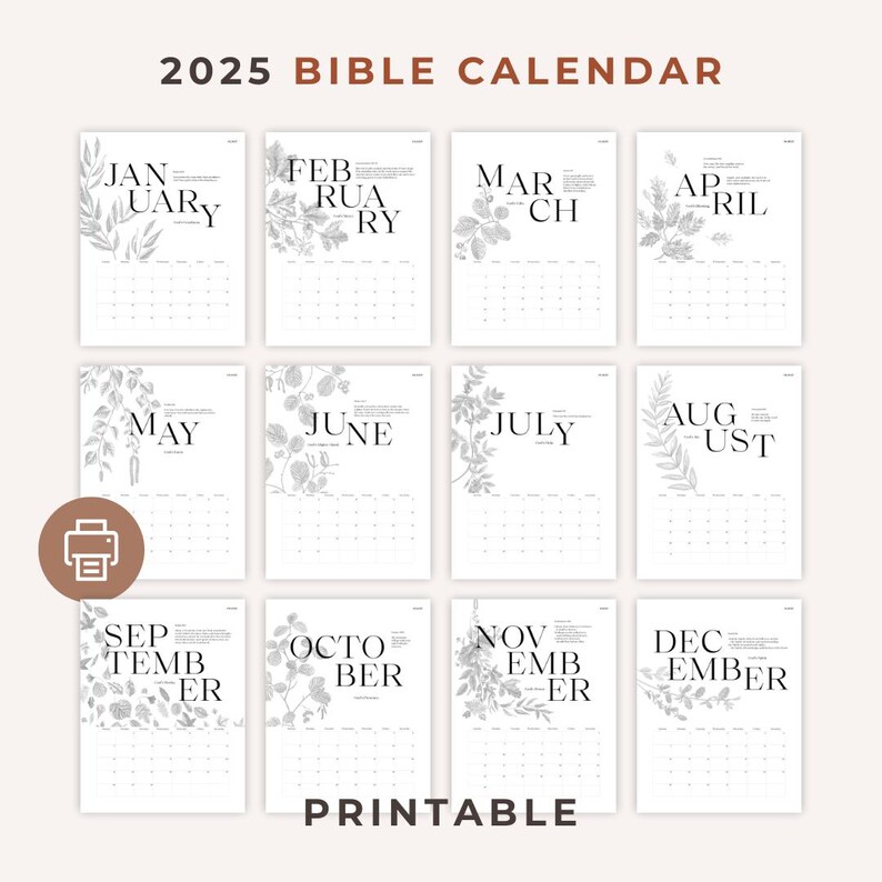 2025 Bible Verse Calendar PDF | A4 and US Letter | Different Scriptures ...