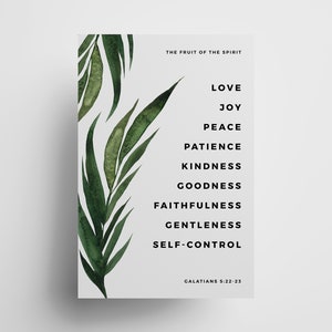 Fruit of the Spirit Poster - Watercolor Palm Branches, Ideal Gift for ...