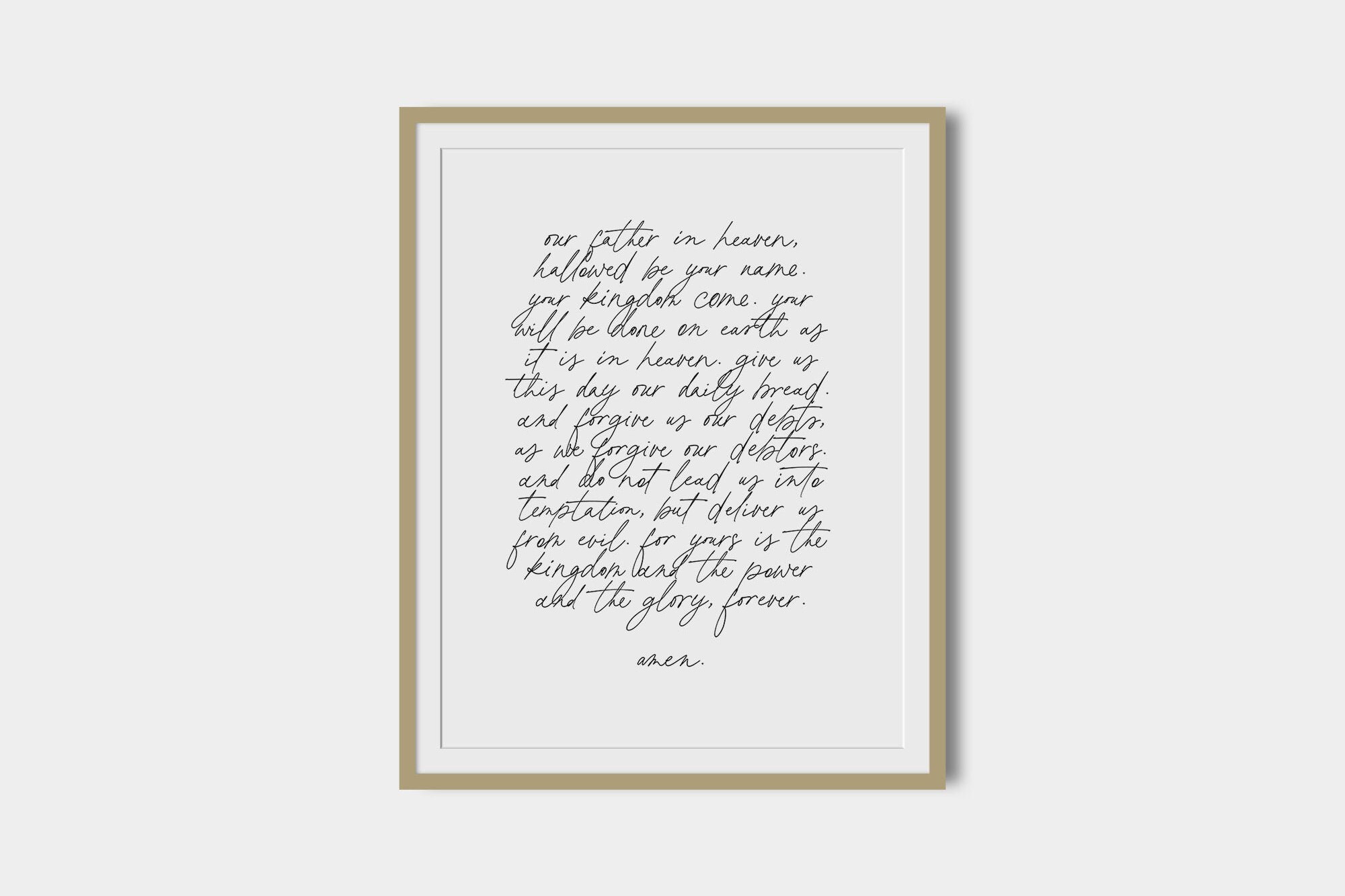 The Lord's Prayer Calligraphy Poster Elegant Christian Gallery Wall Art ...