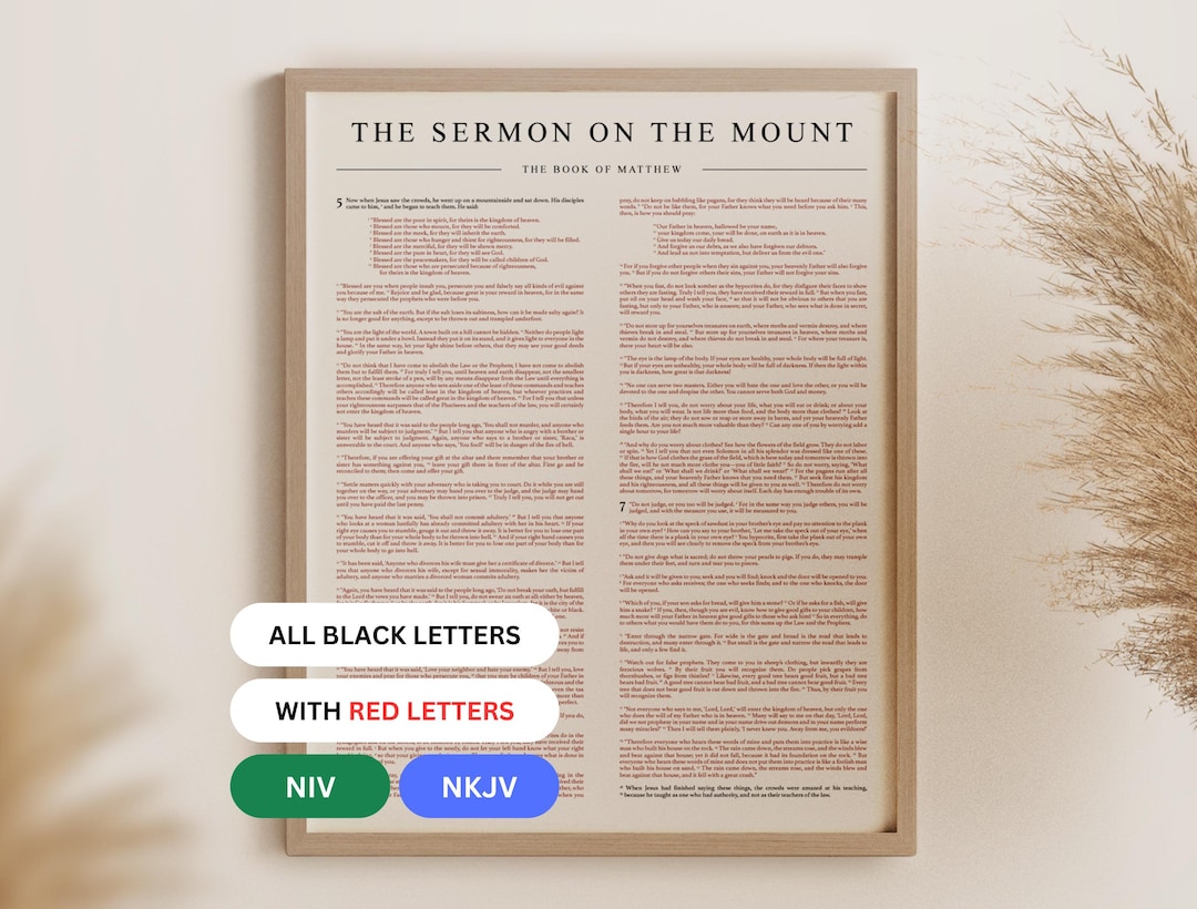 Sermon on the Mount, Bible Page Poster - Matthew 5, 6, 7 | Christian ...