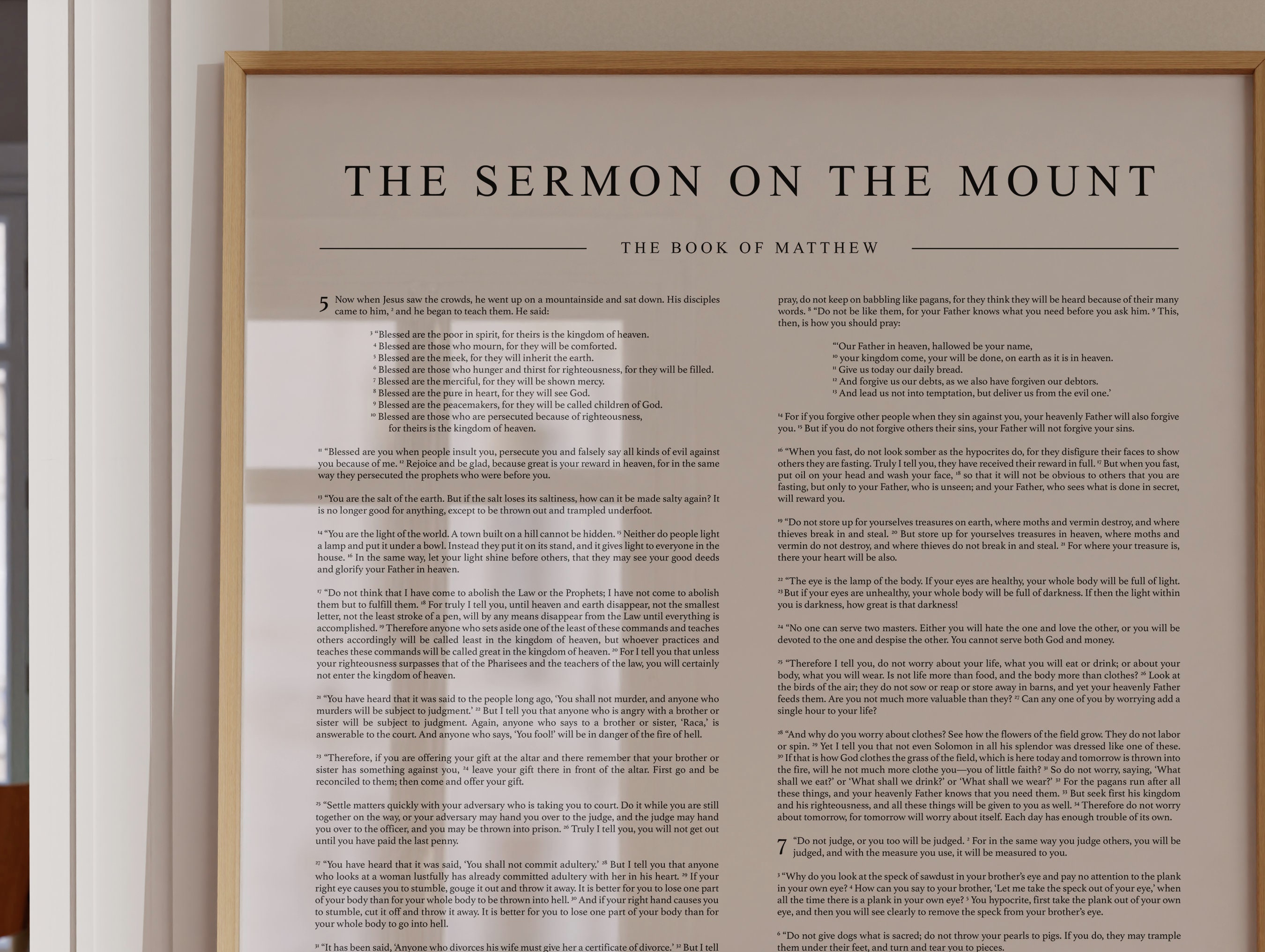 Bible Page Poster - Sermon on the Mount, Matthew 5, 6, 7 (NIV ...