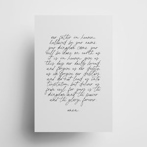 The Lord's Prayer Calligraphy Poster - Elegant Christian Gallery Wall ...