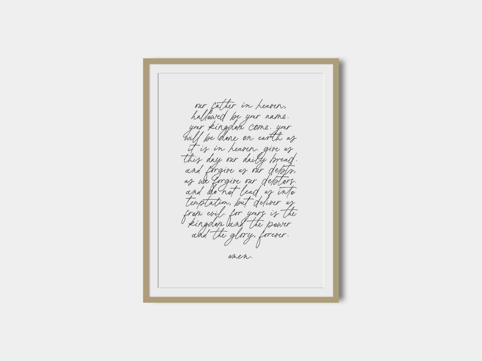The Lord's Prayer Calligraphy Palm Set Elegant Christian Gallery Wall ...