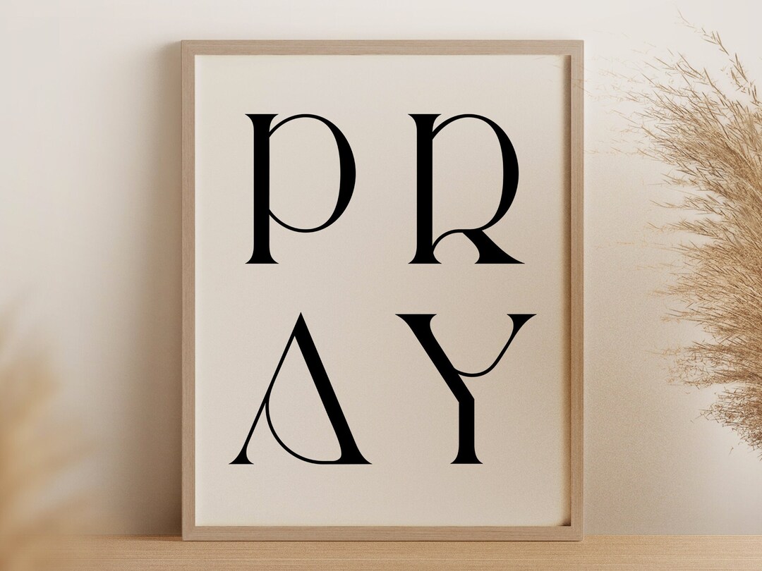 Minimalist Religious 'PRAY' Poster - Black & White Christian Wall Art ...