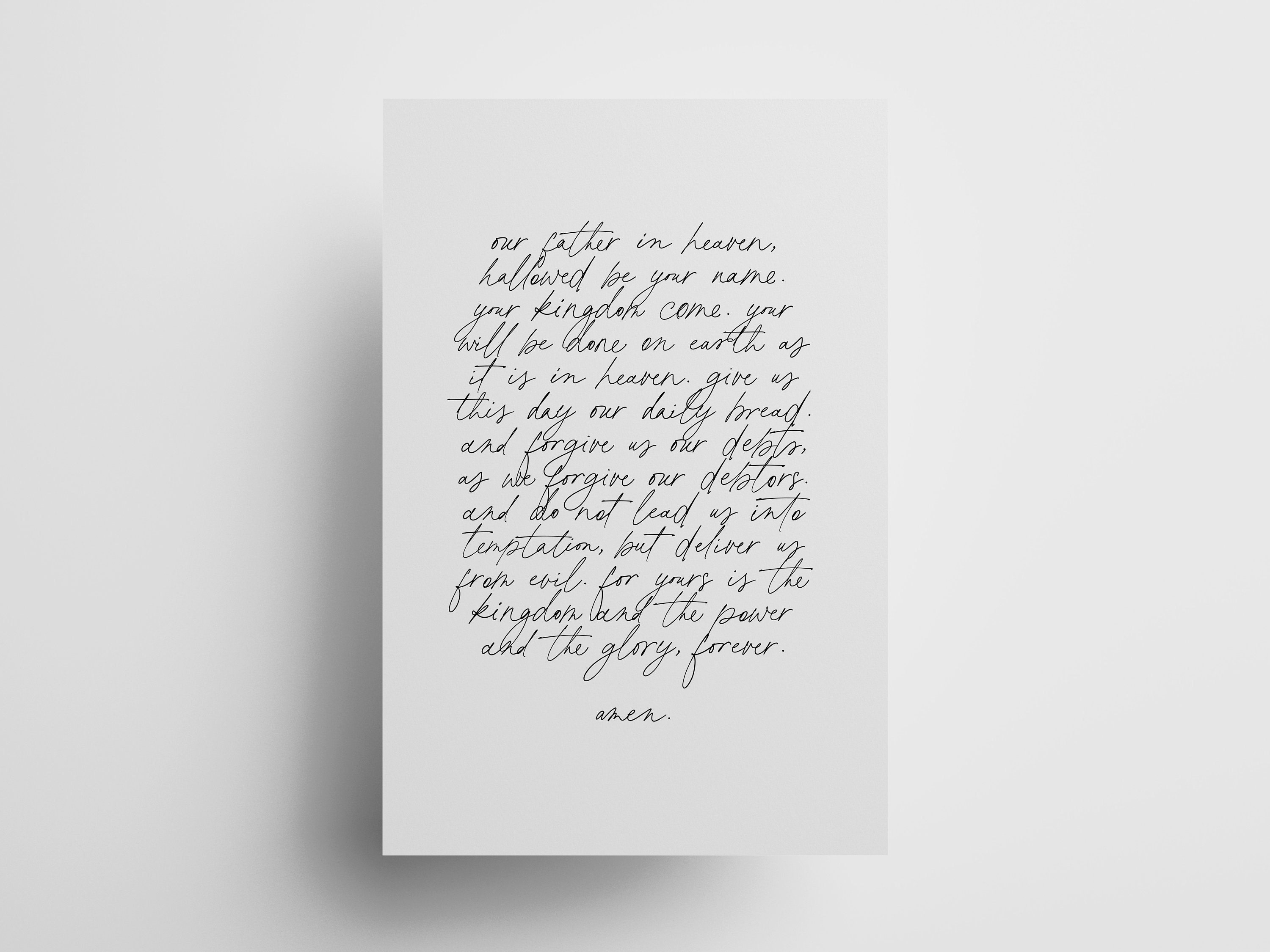 The Lord's Prayer Calligraphy Palm Set Elegant Christian Gallery Wall ...
