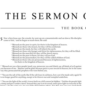 Bible Page Poster - Sermon on the Mount, Matthew 5, 6, 7 (NIV ...