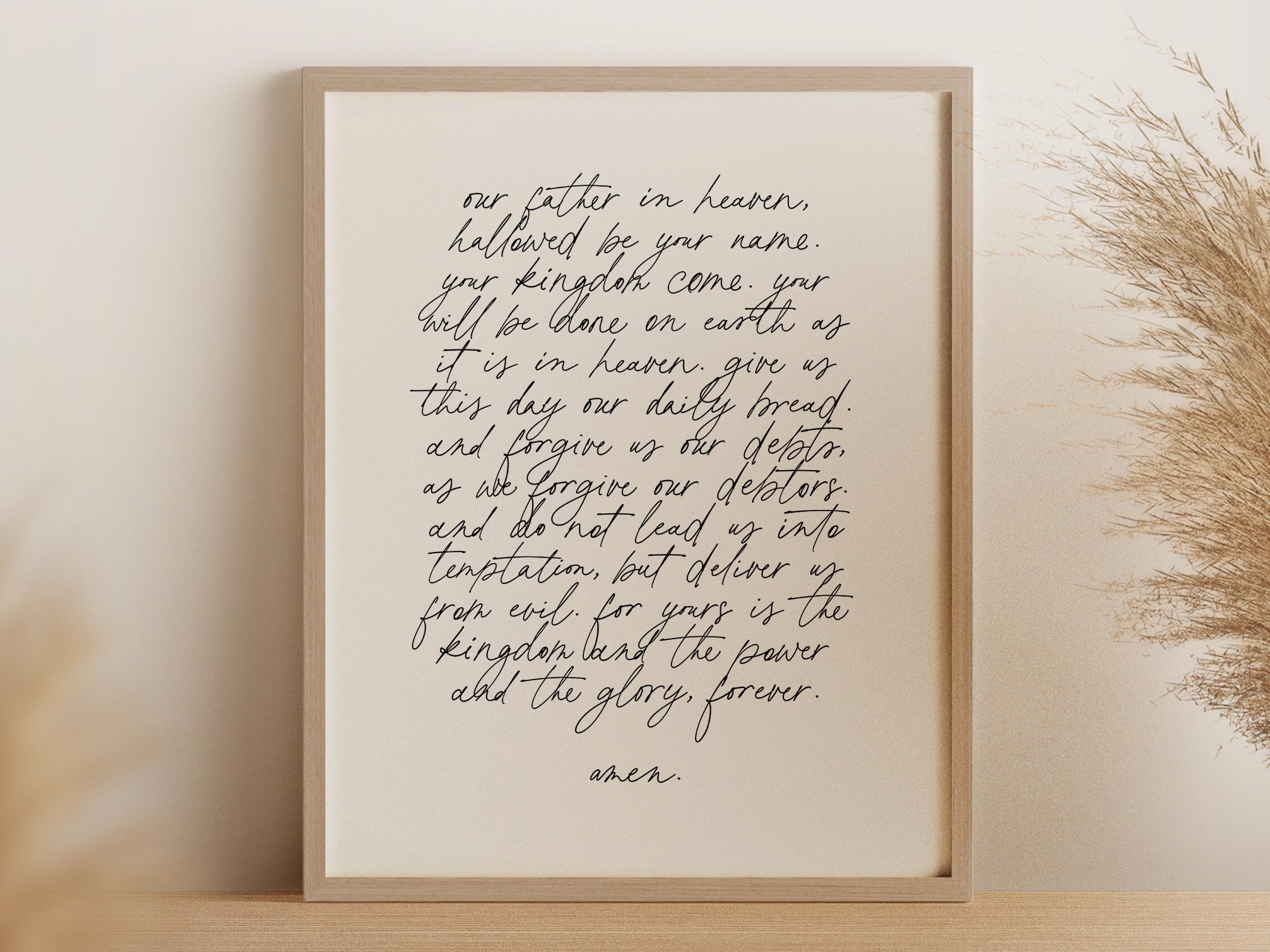 The Lord's Prayer Calligraphy Poster Elegant Christian Gallery Wall Art ...