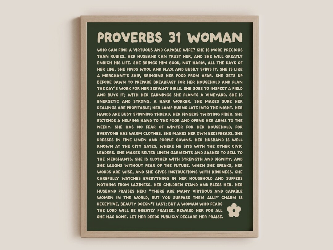 Proverbs 31 Full Excerpt PHYSICAL POSTER Christian Wall Art - Etsy