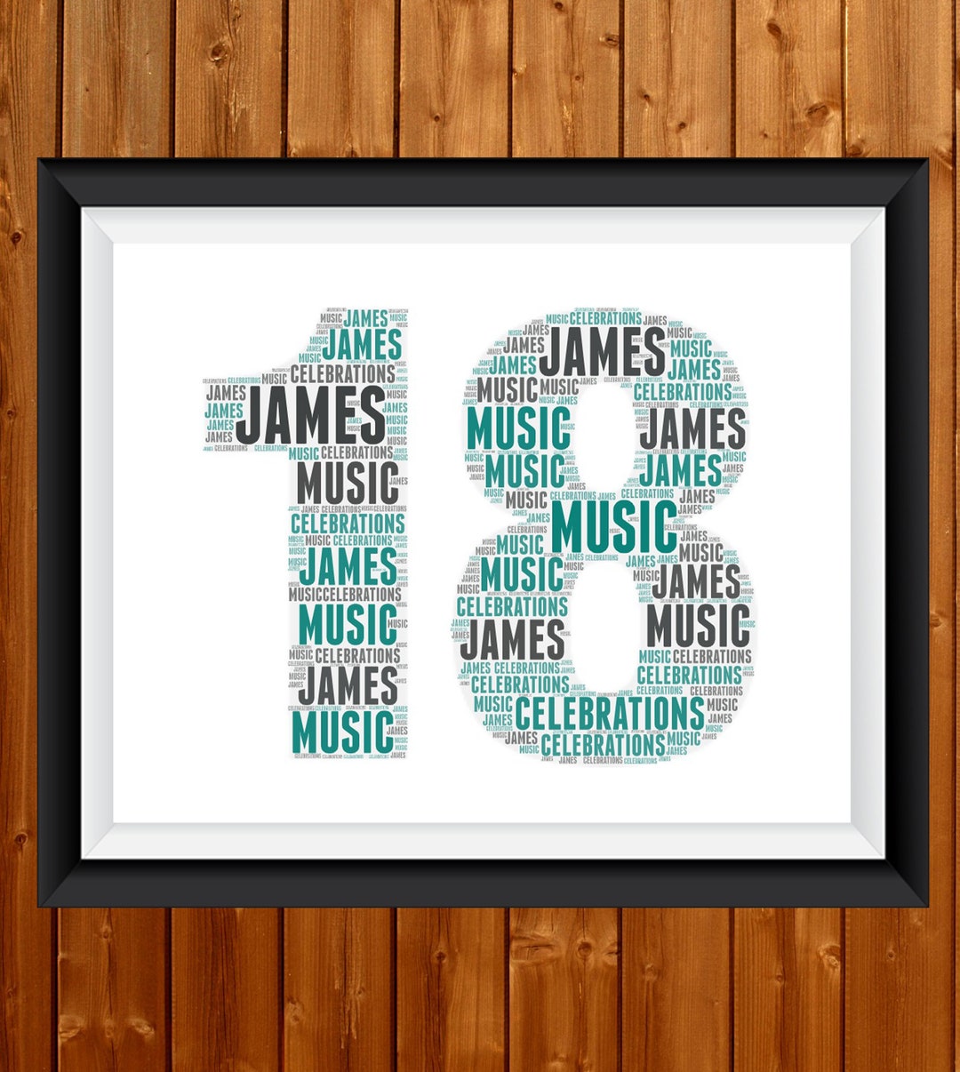 18th Birthday Gift Personalised Word Art . Birthday Age Number Created ...