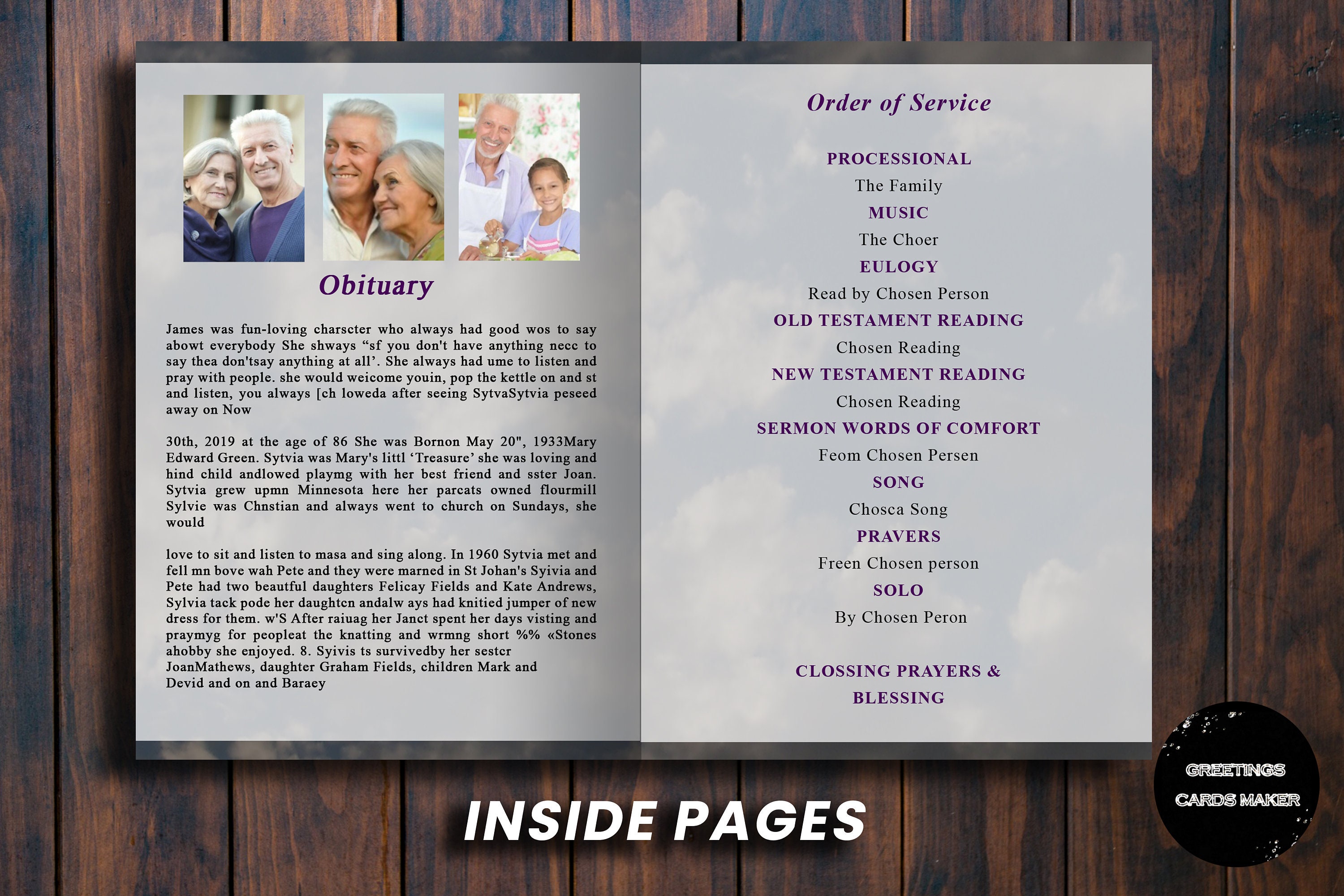 Funeral Program Template for Man Sky Memorial for Dad - Etsy Canada