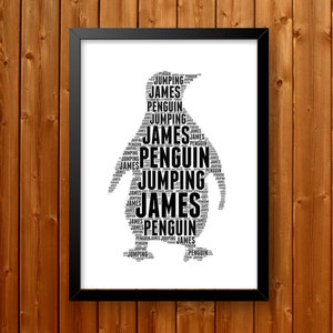 Personalised PRINTABLE Penguin Gifts Word Art Wall Print - Anniversary ...
