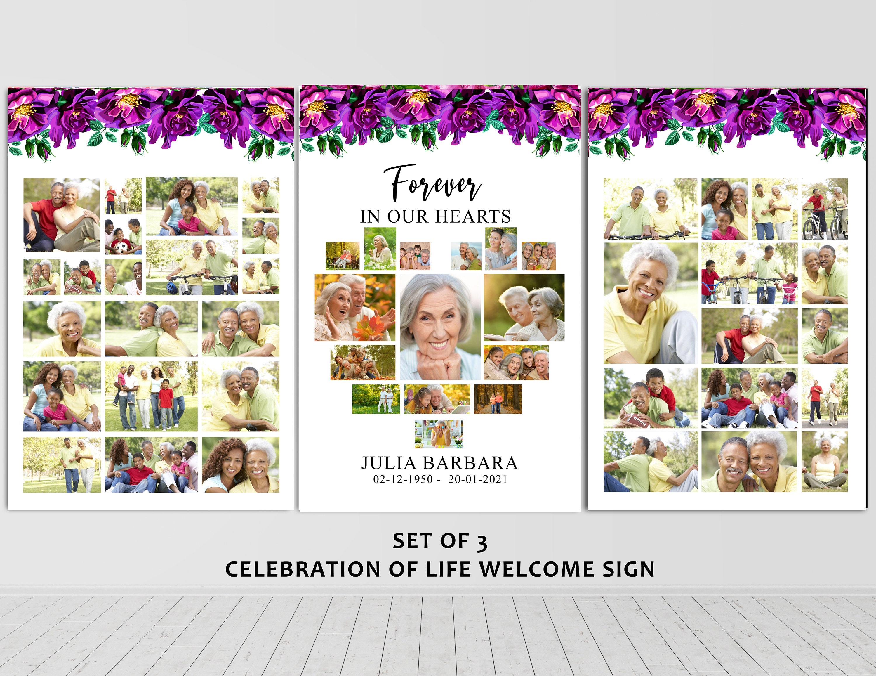 Celebration of Life Poster set of 3 Purple Celebration of | Etsy