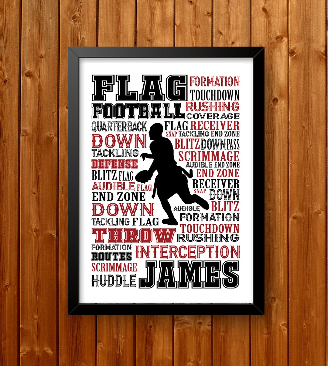 Personalised Flag Football Poster, Flag Football Gift, Flag Football ...