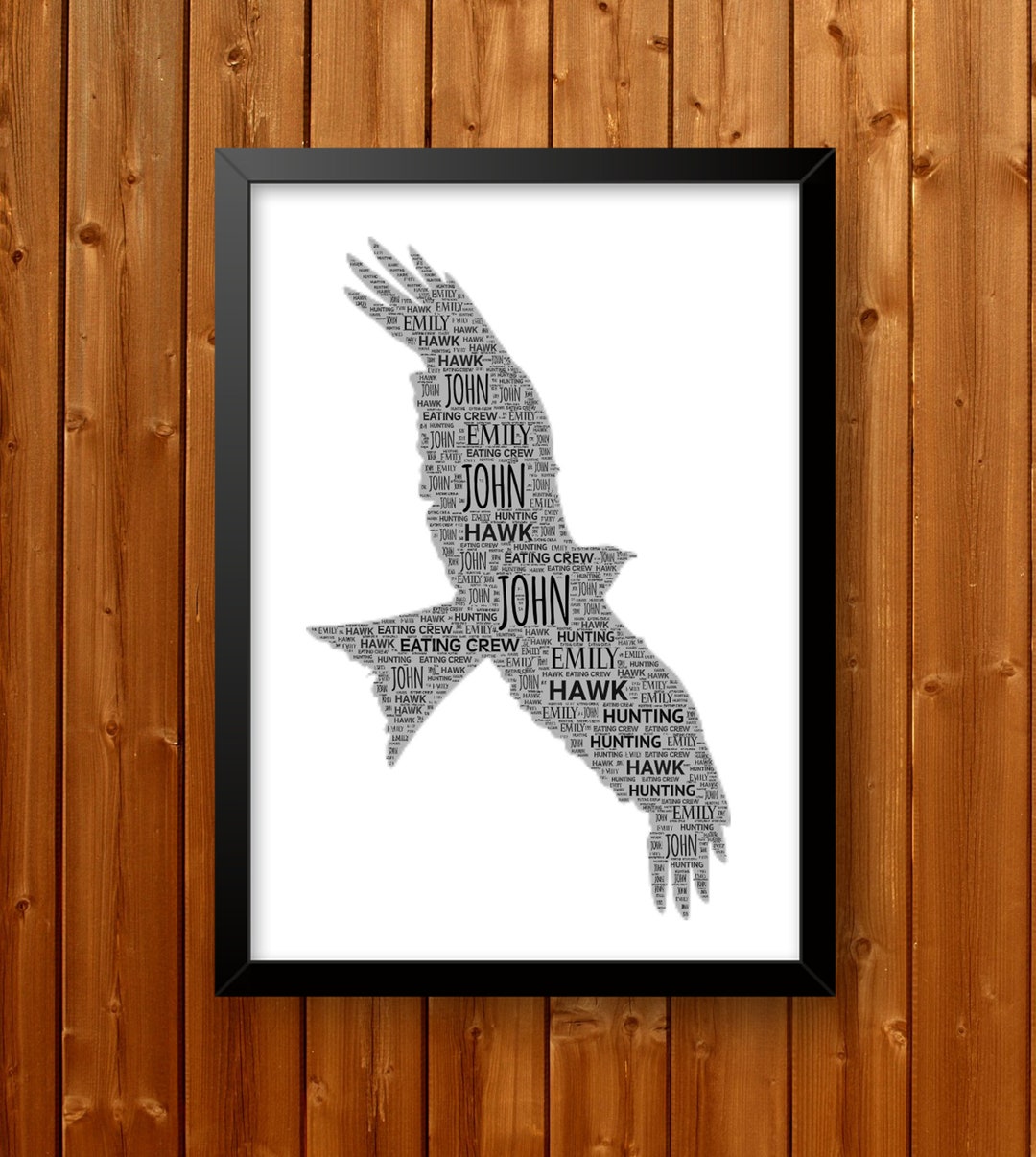Personalised Hawk Gifts Word Art Wall Print - Birds of Prey Gifts Wall ...