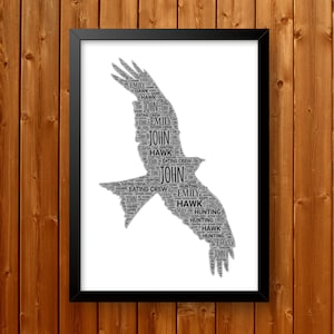 Hawk Gifts Personalised Hawk Gifts Word Art Wall Print - Birds of Prey ...